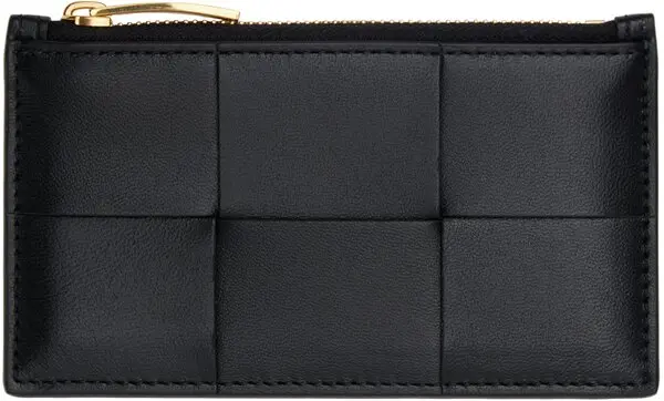 Bottega Veneta Black Cassette Zippered Card Holder - 8425